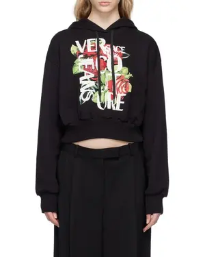 Versace Cropped Logo-print Cotton Hoodie