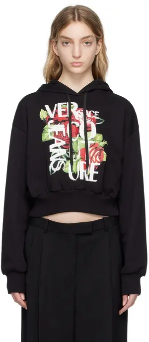 Versace Cropped Logo-print Cotton Hoodie