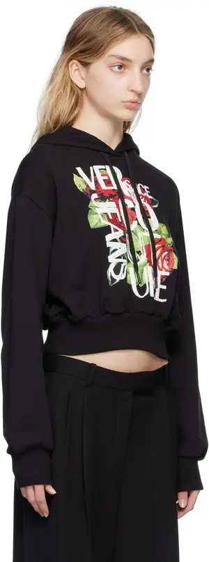 Versace Cropped Logo-print Cotton Hoodie