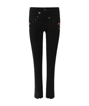 Givenchy Embroidered Nine-quarter Jeans - Black
