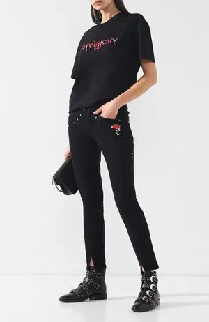 Givenchy Embroidered Nine-quarter Jeans