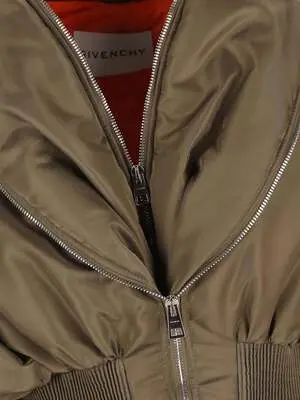 Givenchy Hourglass Bomber With Zipped Shawl Collar In Nylon - Khaki