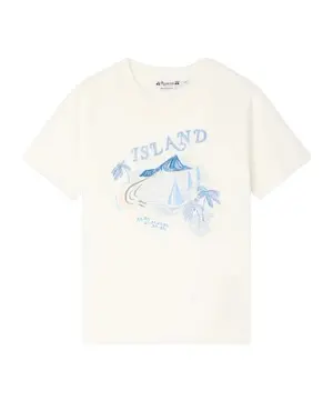 Bonpoint Island" Printed T-shirt - Cream-white