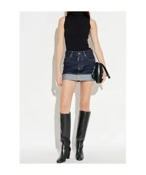 Dsquared2 High-neck Sleeveless Ribbed Knit Top With Logo Detail - Black