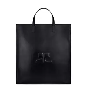 COURREGES Ac Tote Bag In Smooth Calf Leather - Black