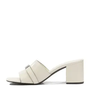 Tory Burch Leelee Block Heel Square Toe Sandals - White