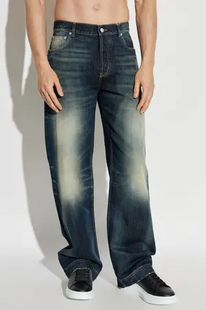 Alexander McQueen Vintage Effect Straight-leg Jeans - Navy Blue