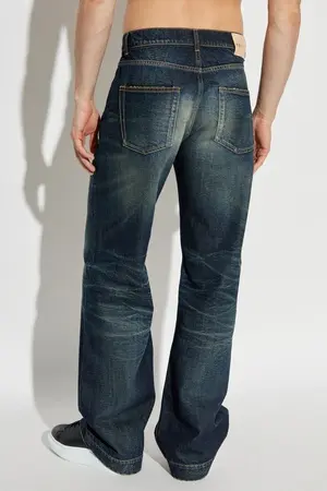 Alexander McQueen Vintage Effect Straight-leg Jeans - Navy Blue
