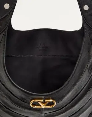 Valentino Garavani Vlogo Chevron Patterned Logo Plaque Hobo Bag