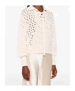 TWINSET Lace-up Knit Sweater With Bow Detail - White