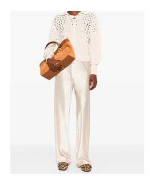TWINSET Lace-up Knit Sweater With Bow Detail - White