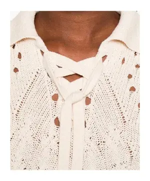 TWINSET Lace-up Knit Sweater With Bow Detail - White