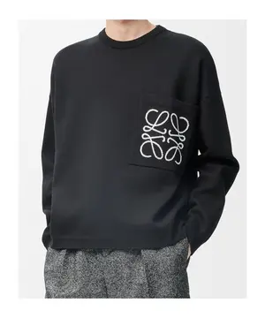 Loewe Anagram Intarsia Crewneck Jumper - Black/white