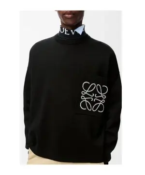Loewe Anagram Intarsia Crewneck Jumper - Black/white