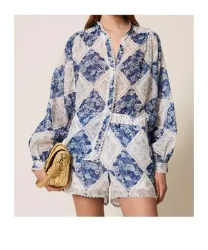 TWINSET Lace Trim Floral-printed Shorts