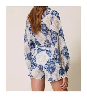 TWINSET Lace Trim Floral-printed Shorts