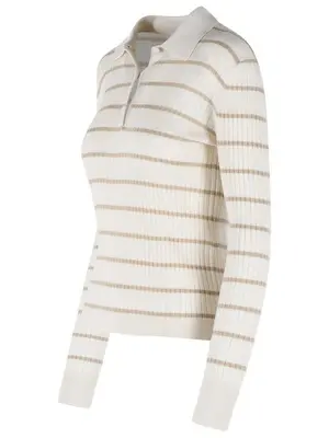Max Mara Striped Knitted Polo Shirt - White