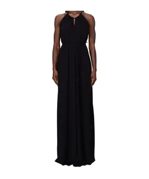 Max Mara Sleeveless Halter Neck Wide-leg Jumpsuit With Drawstring And Tie Detail - Black