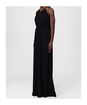 Max Mara Sleeveless Halter Neck Wide-leg Jumpsuit With Drawstring And Tie Detail - Black