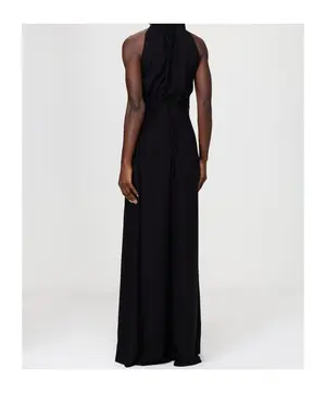 Max Mara Sleeveless Halter Neck Wide-leg Jumpsuit With Drawstring And Tie Detail - Black