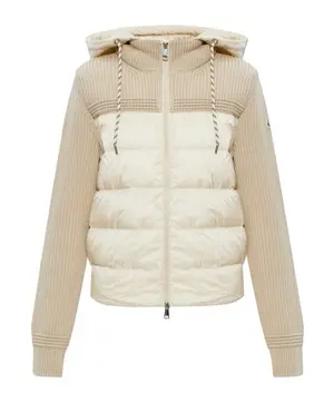 Moncler Quilted Cardigan With Drawstring Hood - Snow-white