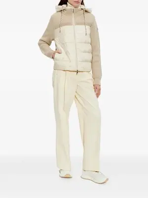 Moncler Quilted Cardigan With Drawstring Hood - Snow-white