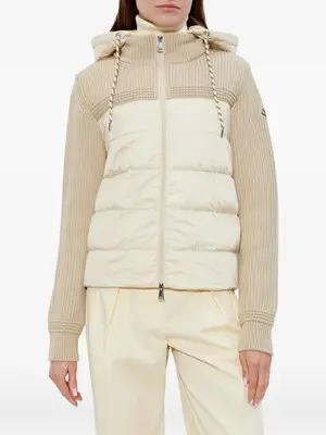 Moncler Quilted Cardigan With Drawstring Hood - Snow-white