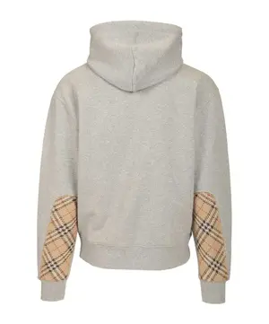 Burberry Checked Sleeve Drawstring Hoodie