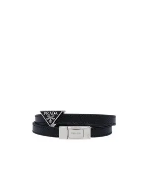 Prada Logo Plaque Bracelet - Black