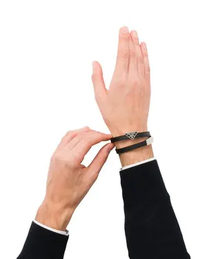 Prada Logo Plaque Bracelet - Black