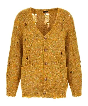 R13 Distressed Knitted V-neck Cardigan