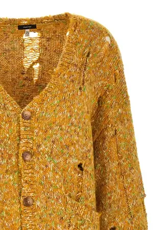 R13 Distressed Knitted V-neck Cardigan
