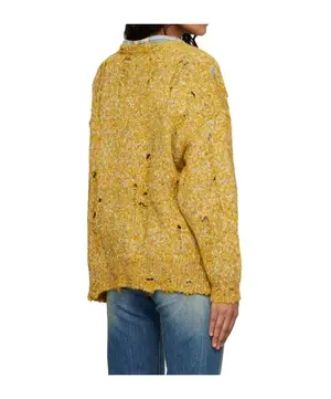 R13 Distressed Knitted V-neck Cardigan
