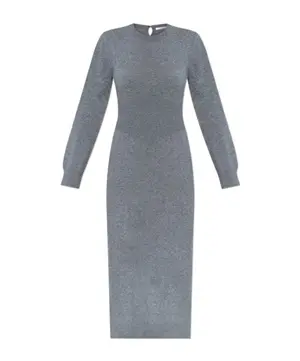 Givenchy Knitted Midi Dress With Side Vents - Grey