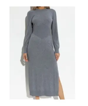 Givenchy Knitted Midi Dress With Side Vents - Grey