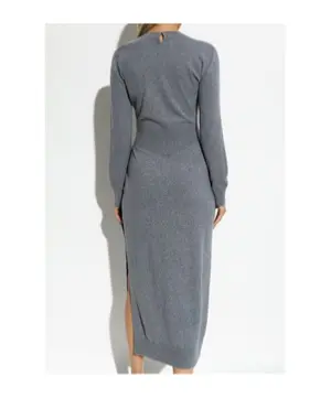 Givenchy Knitted Midi Dress With Side Vents - Grey