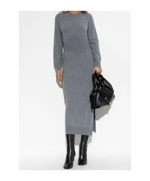 Givenchy Knitted Midi Dress With Side Vents - Grey