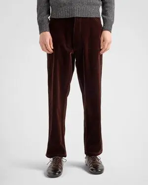 Prada Logo Plaque Straight-leg Trousers - Brown