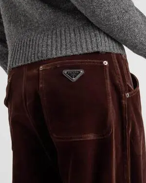 Prada Logo Plaque Straight-leg Trousers - Brown