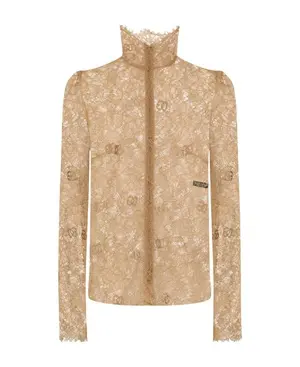 Dolce & Gabbana Lace High-neck Blouse - Nude