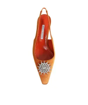 Manolo Blahnik High Heel Slingback Sandals With Crystal Embellishment