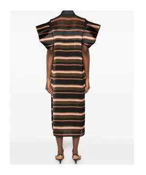 Sacai Striped Midi Dress - Black