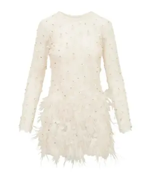 LoveShackFancy Alouetta Embellished Mini Dress - Ivory