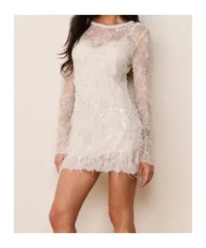 LoveShackFancy Alouetta Embellished Mini Dress - Ivory