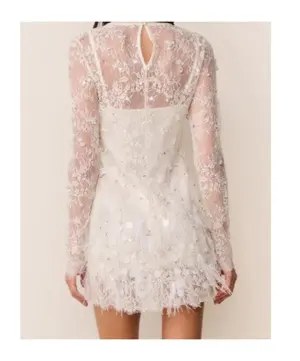 LoveShackFancy Alouetta Embellished Mini Dress - Ivory