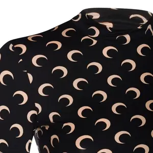 MARINE SERRE Crescent Print Turtleneck Long-sleeved Top - Black