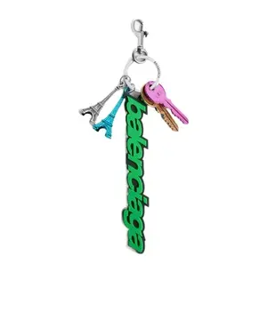 Balenciaga Logo Charm Keychain - Green/black
