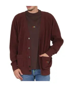 MSGM V-neck Cardigan With Logo Detail - Red