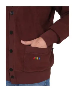MSGM V-neck Cardigan With Logo Detail - Red