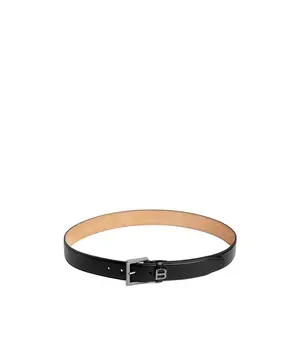 Balenciaga Logo Buckle Leather Belt - Black
